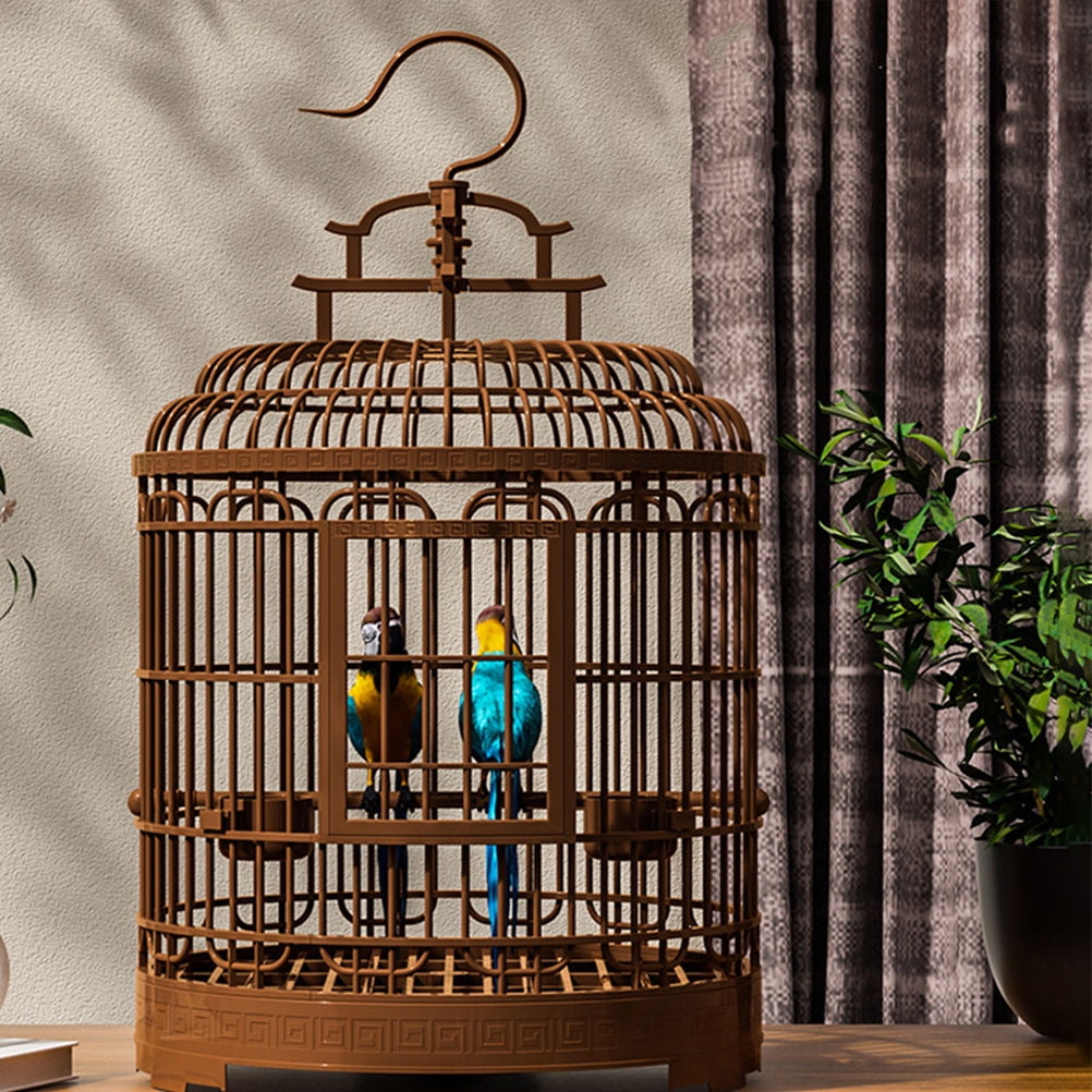 FRCOLOR Retro Plastic Bird Cage With Hook Portable Bird Travel Carrier ...