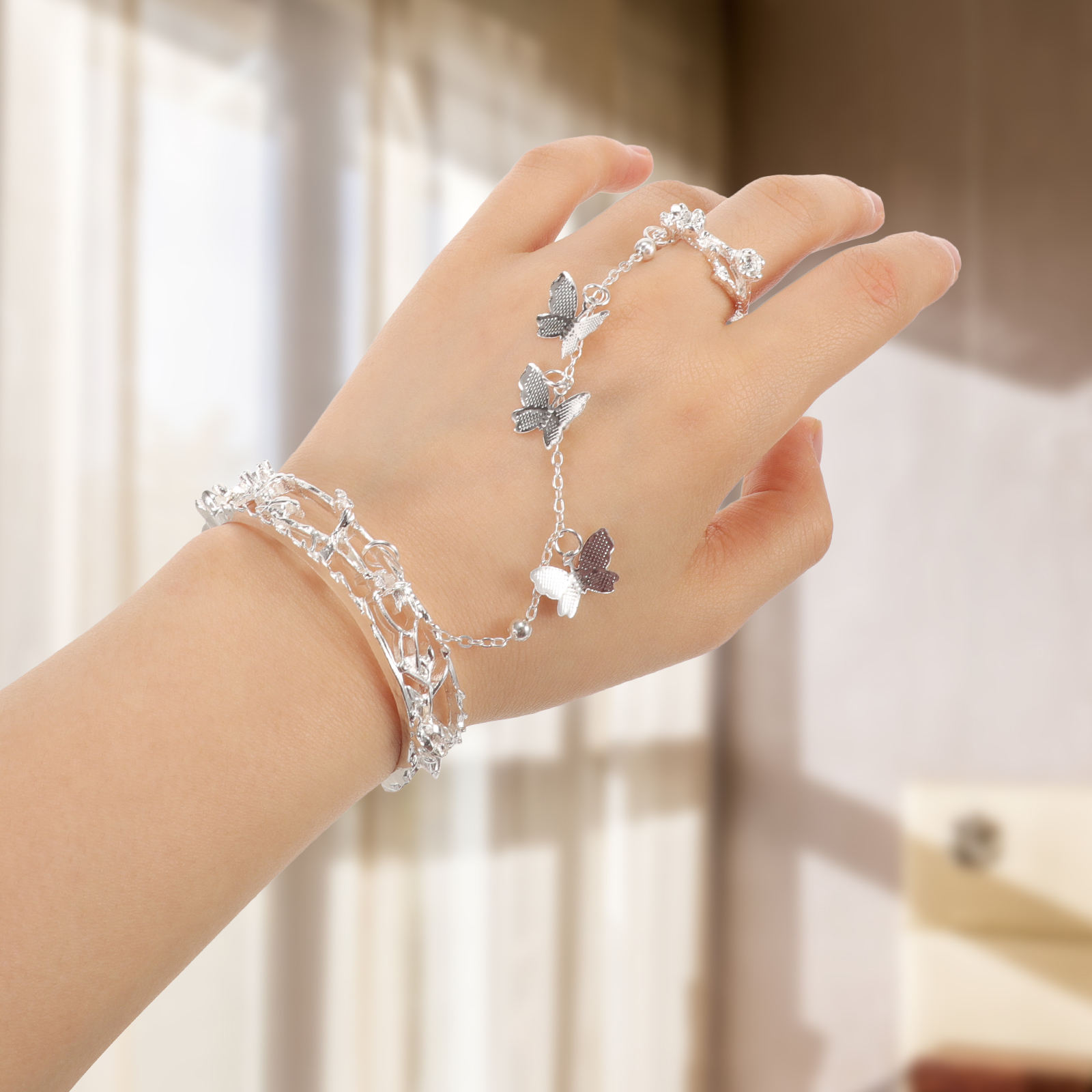 FRCOLOR Ring Bracelet Women Finger Bracelet Chained Hand Jewelry ...
