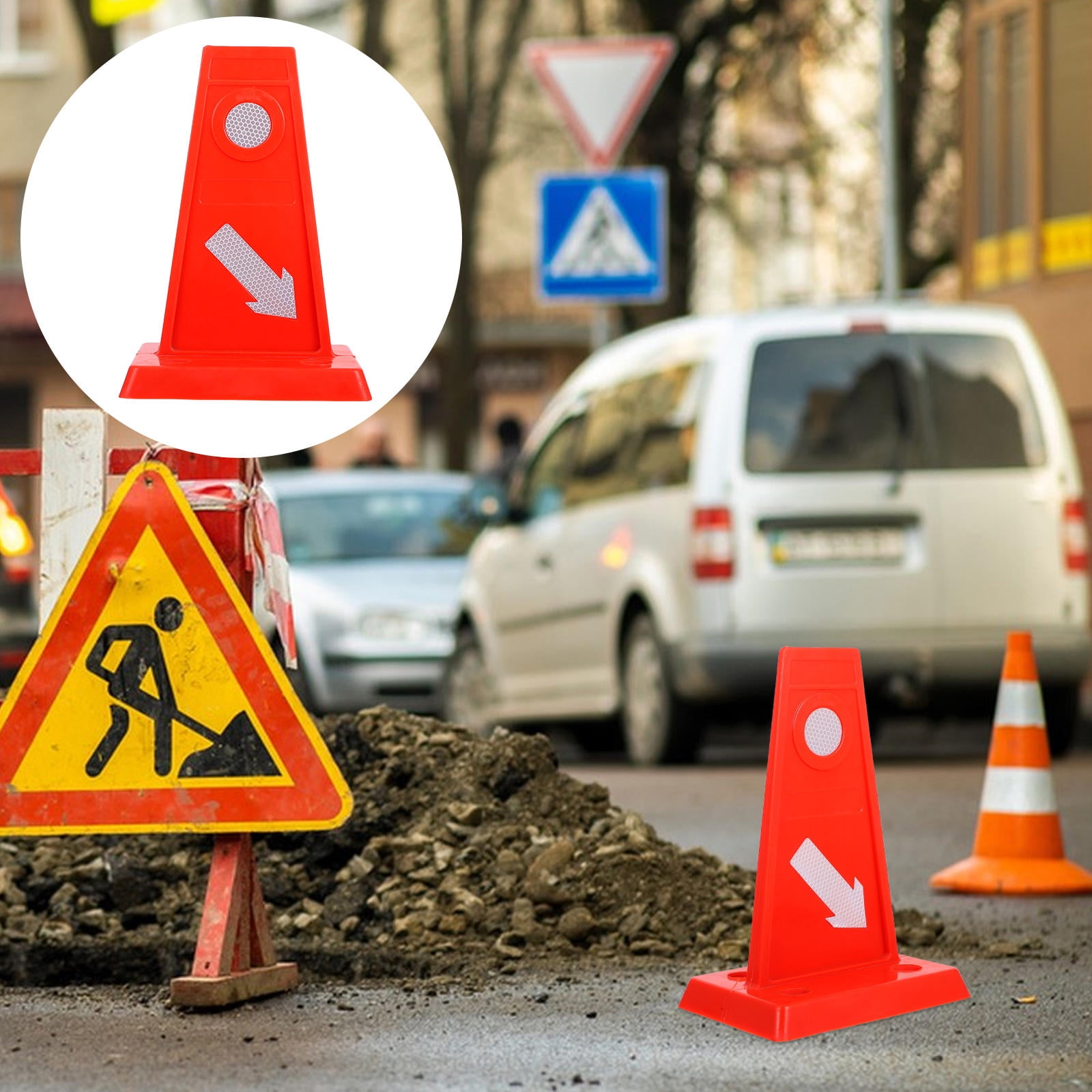 FRCOLOR Road Warning Signs Blue for Car Diverter Outdoor Baby Man Red ...