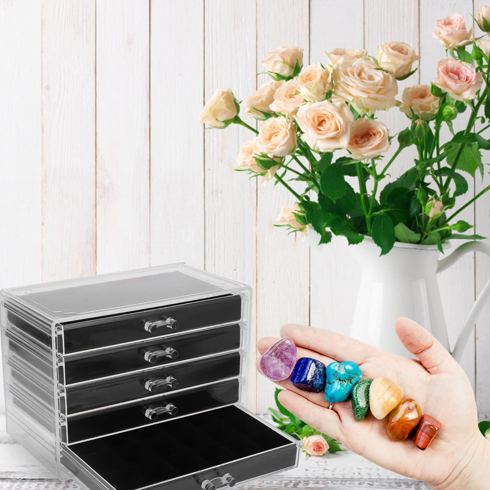 FRCOLOR Rock Display Case Clear Acrylic Collection Box Rock Collection ...