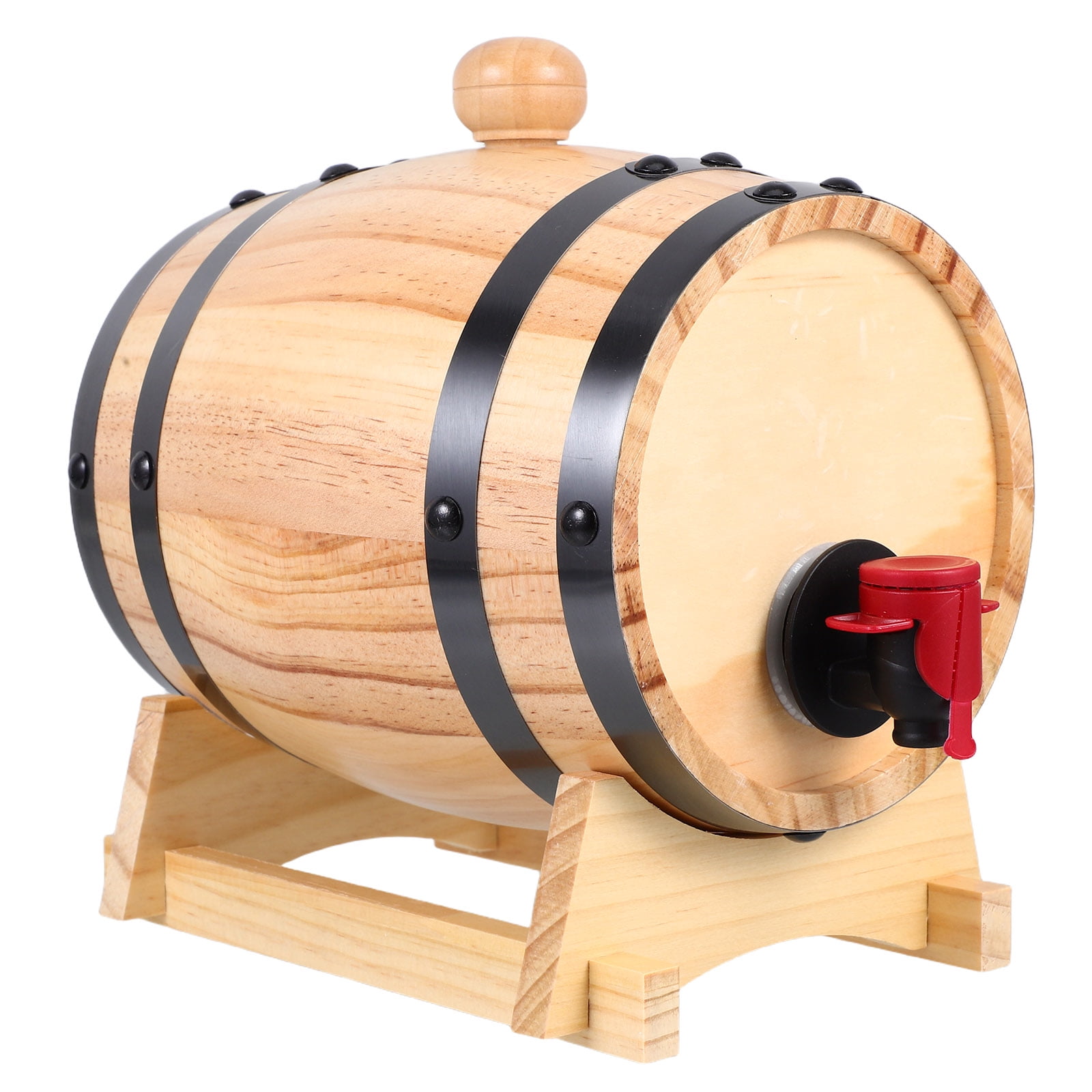 FRCOLOR Rustic Oak Table Decanter 1L Wooden Kitchen Storage Barrel ...