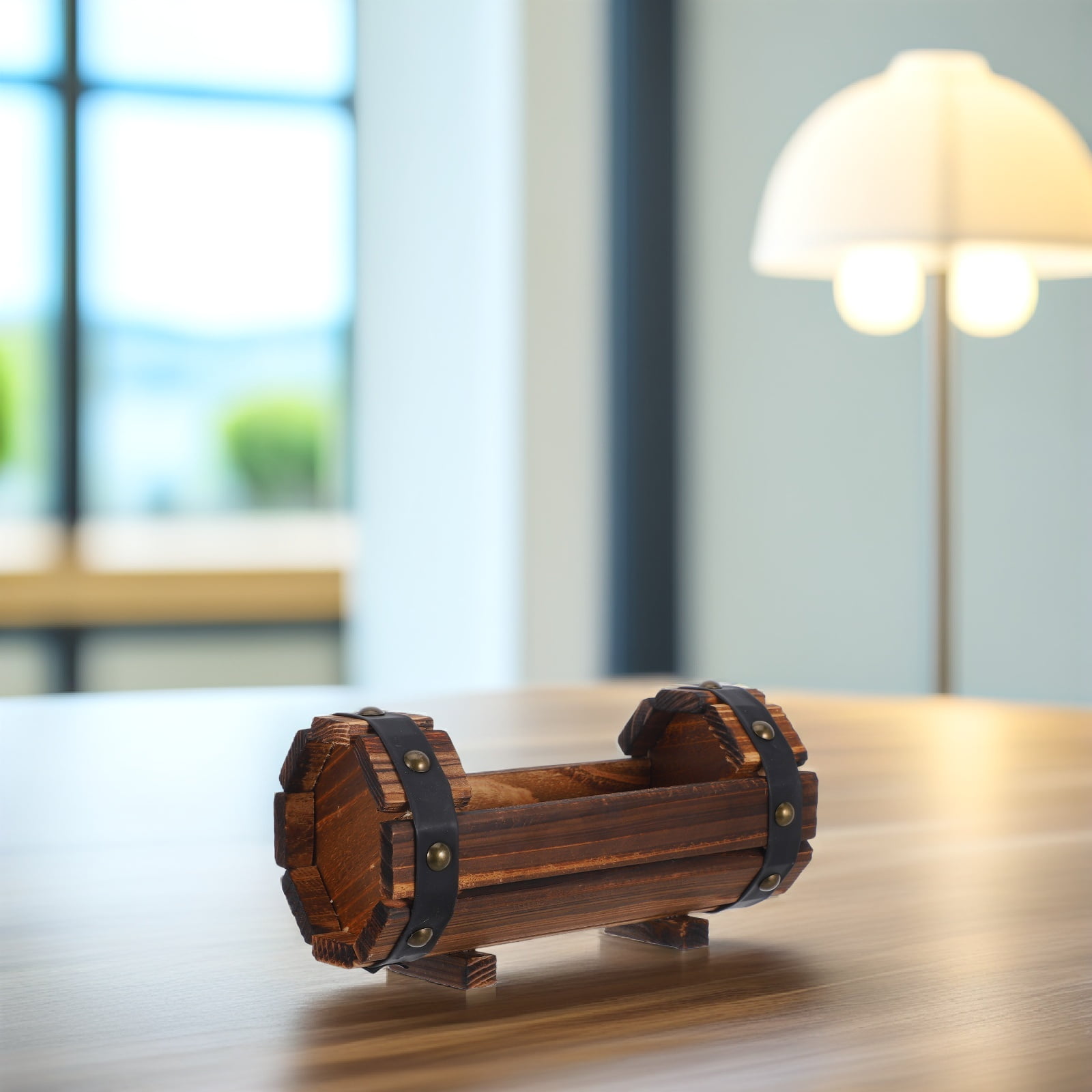 FRCOLOR Rustic Wooden Flower Box For Outdoor Plants Carbonized Wood ...