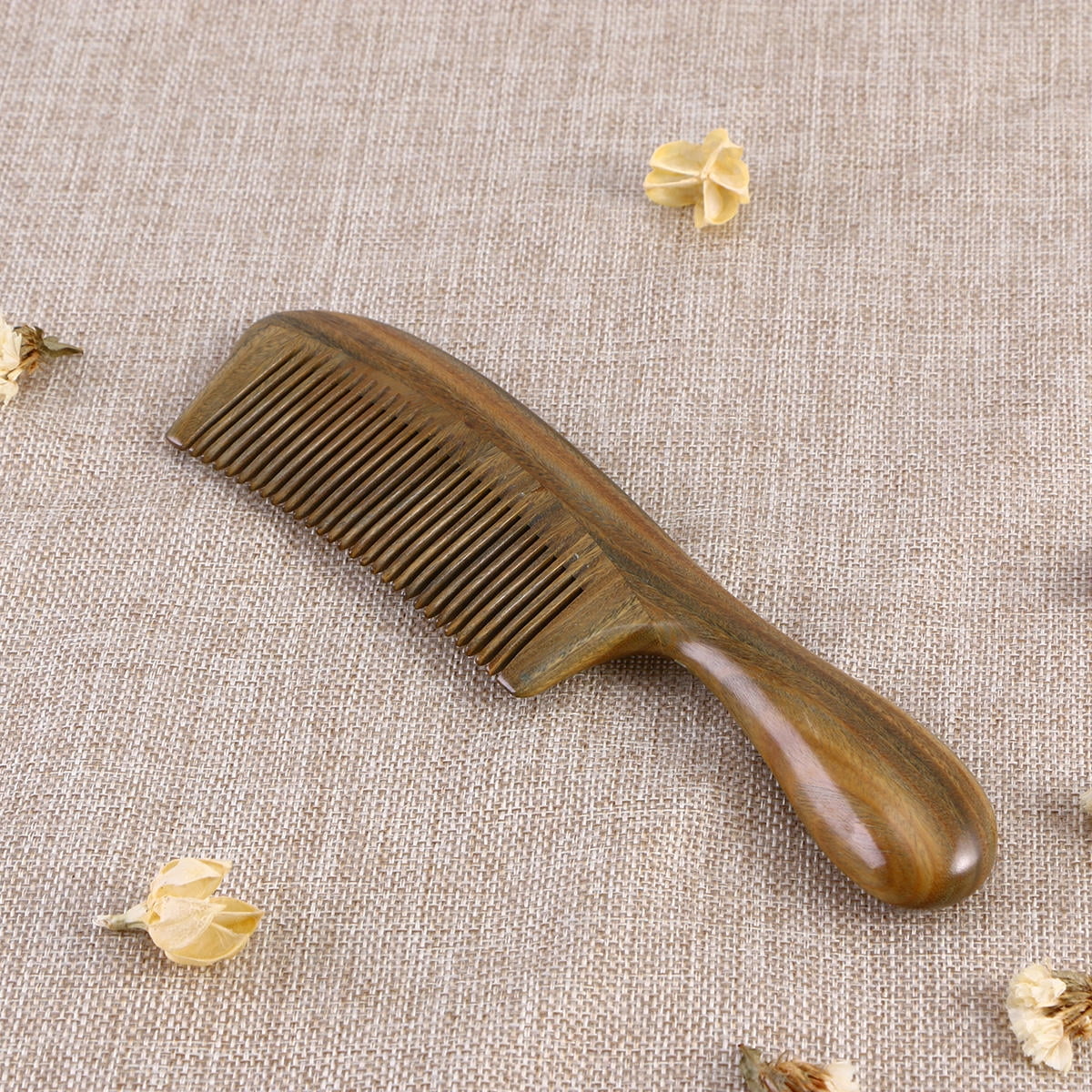 FRCOLOR Sandalwood Beard Comb for Hair Combing Natural Wood Dark Brown ...