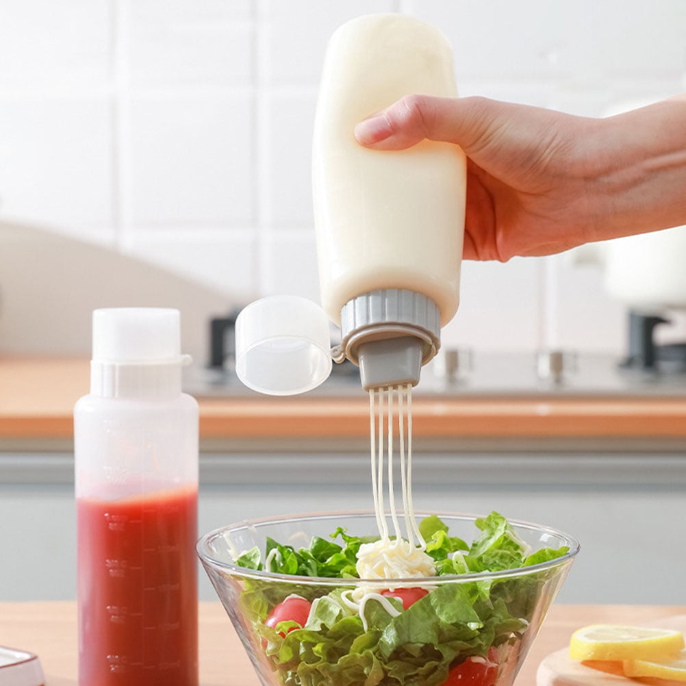 FRCOLOR Sauce Squeeze Bottle with Scale for Storage Use Grey PP PE ...
