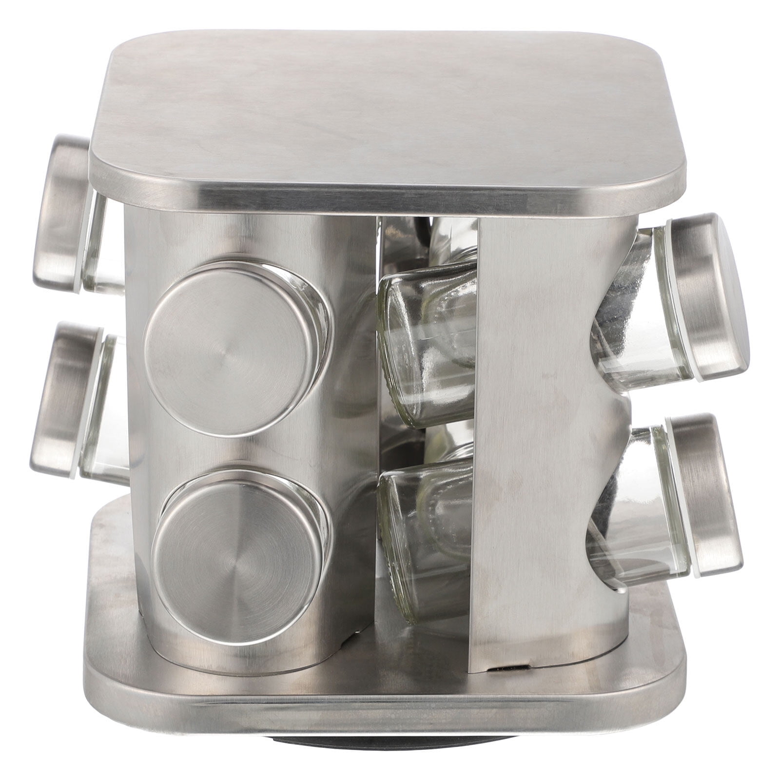 FRCOLOR Seasoning Jar Set for Kitchen Silver Glass with Stainless Steel ...