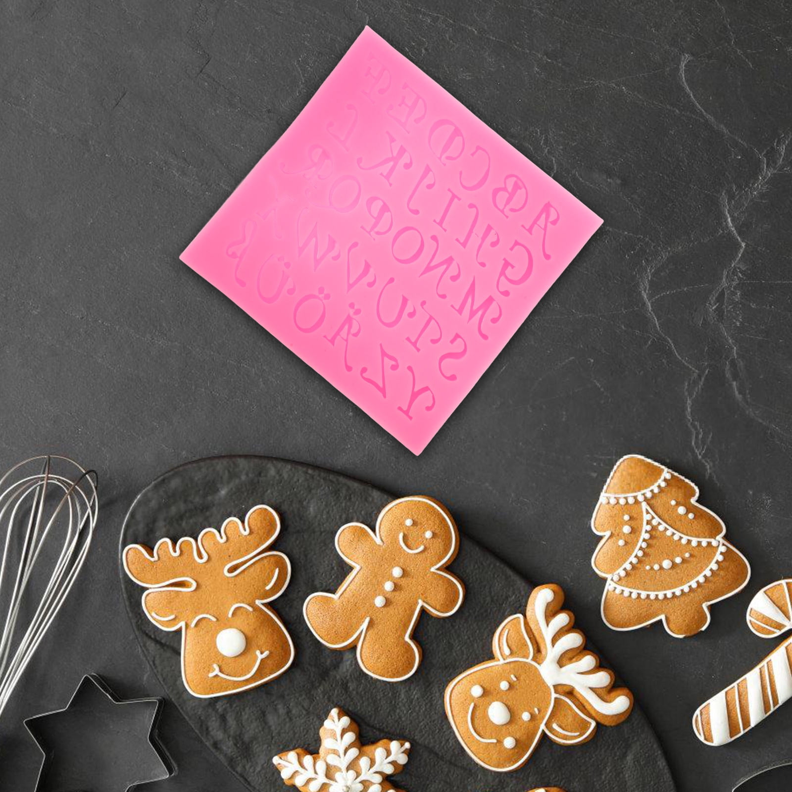 FRCOLOR Silicone Fondant Molds 3D Silicone Alphabet A-Z Embossed ...