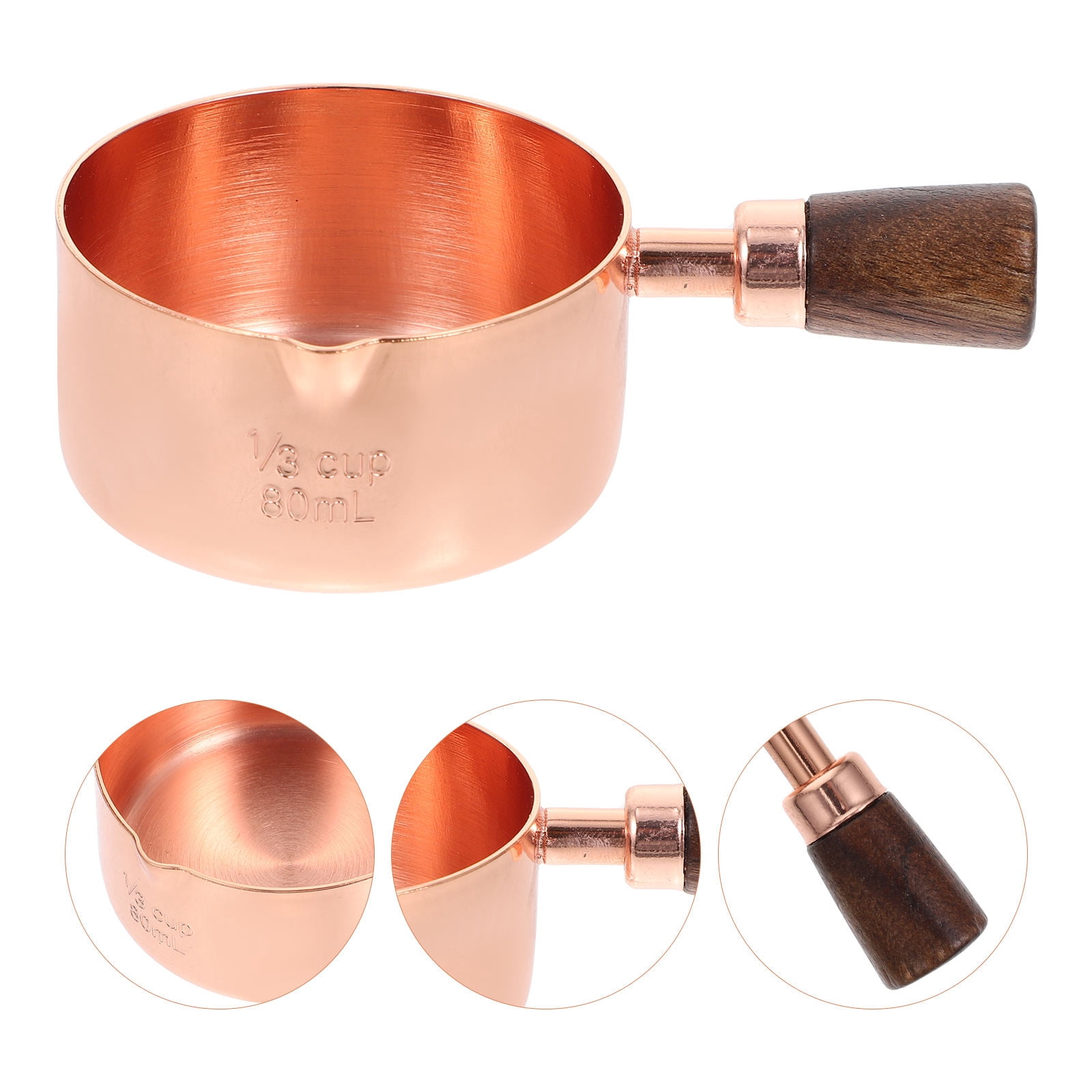 FRCOLOR Simple Stainless Steel Sauce Bowl Multi-purpose Wooden Handle ...