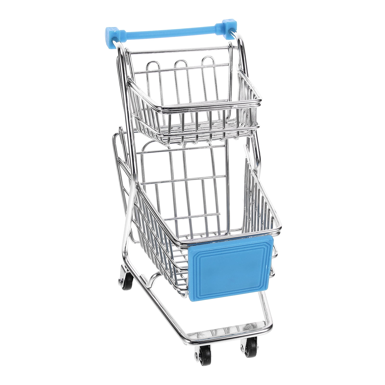 FRCOLOR SkyBlue Mini Shopping Cart Toy for Storage Iron Miniature ...