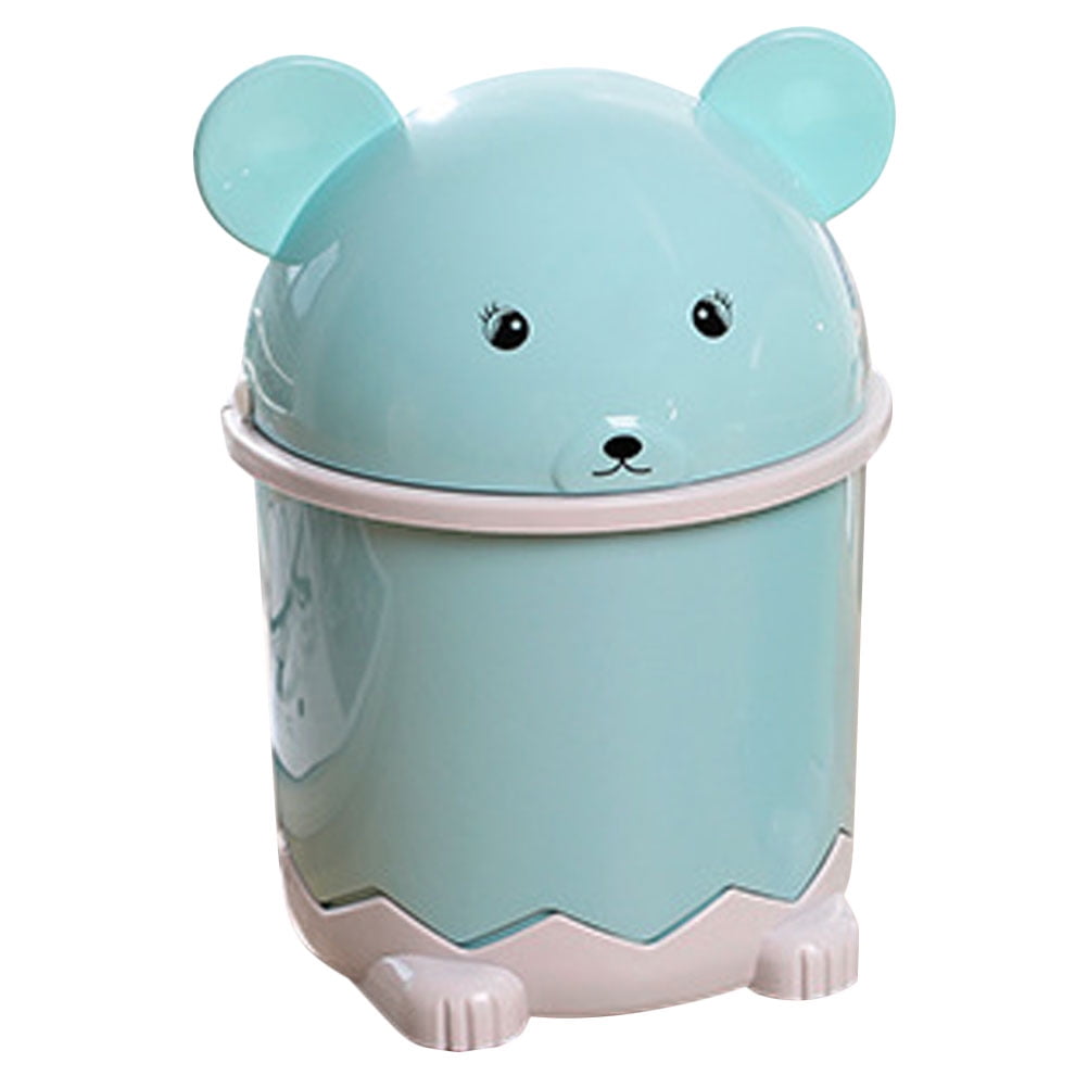 FRCOLOR Small Bathroom Garbage Can with Lid Cartoon Little Mouse Trash ...