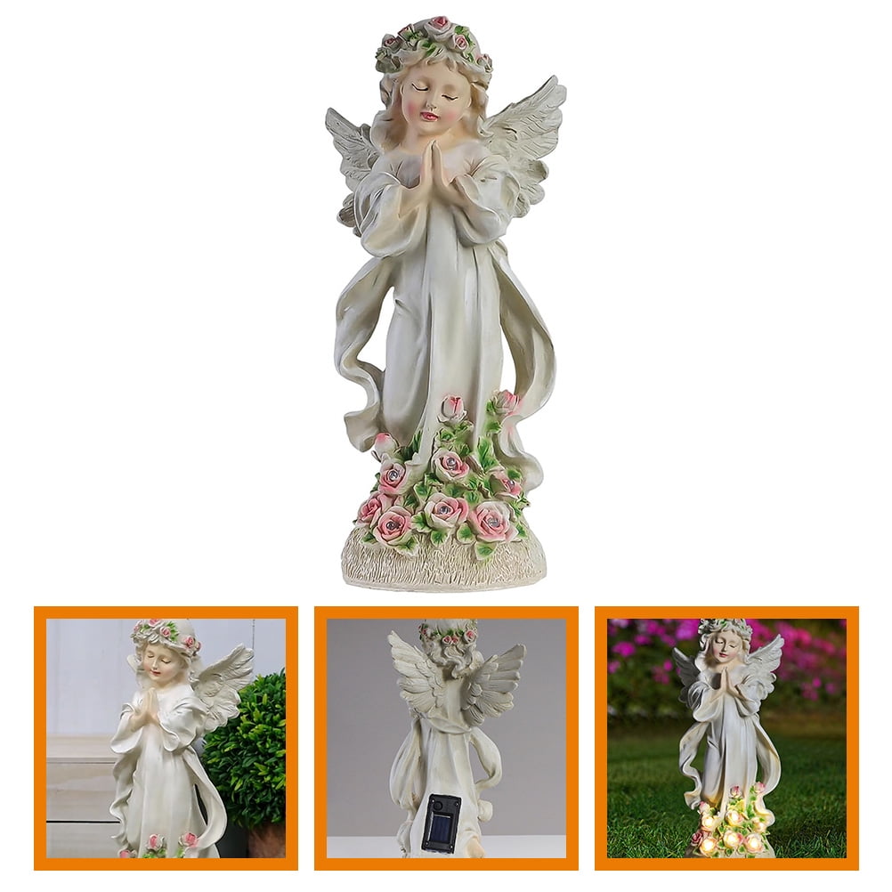 HORIALENCE Garden Ornaments For Outside Resin Solar Powered Garden ...