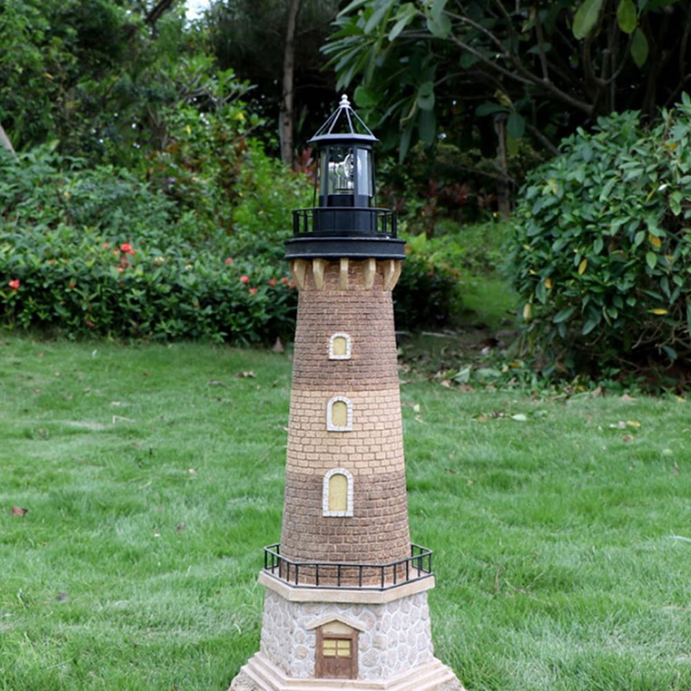 FRCOLOR Solar Lighthouse Lamp with Rotating Light for Outdoor Decor ...