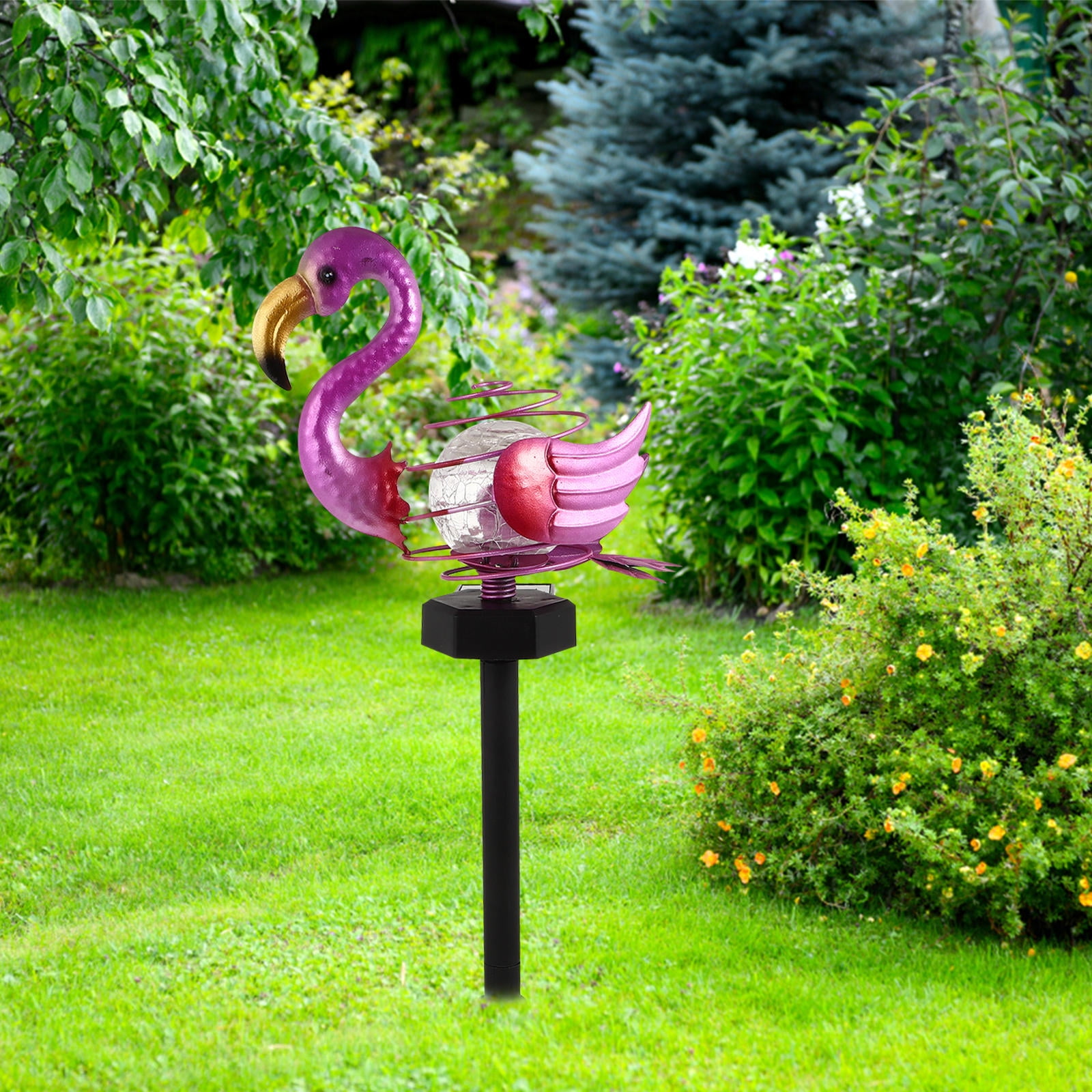FRCOLOR Solar Powered Flamingo Stake Lamp Garden Stake LED Lights ...