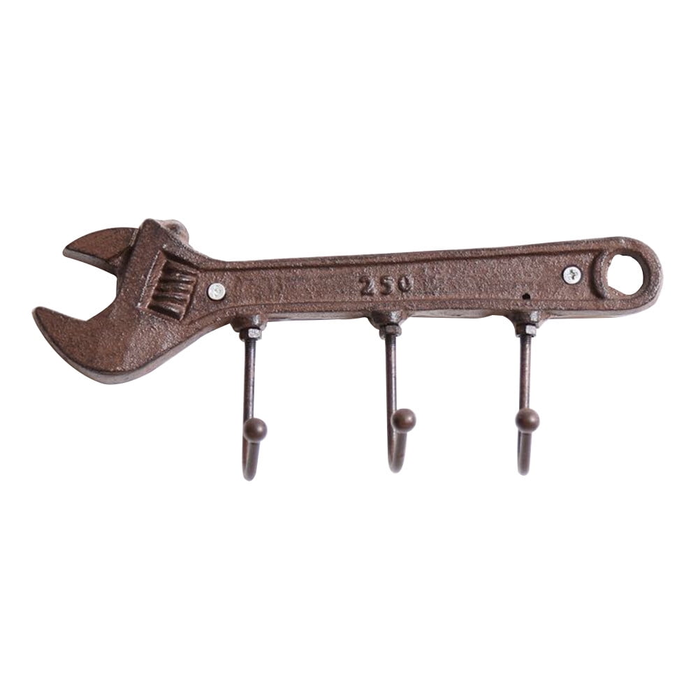 FRCOLOR Vintage Wall Hook Spanner-shaped Wall Hanger 3-Hook Coat Holder ...
