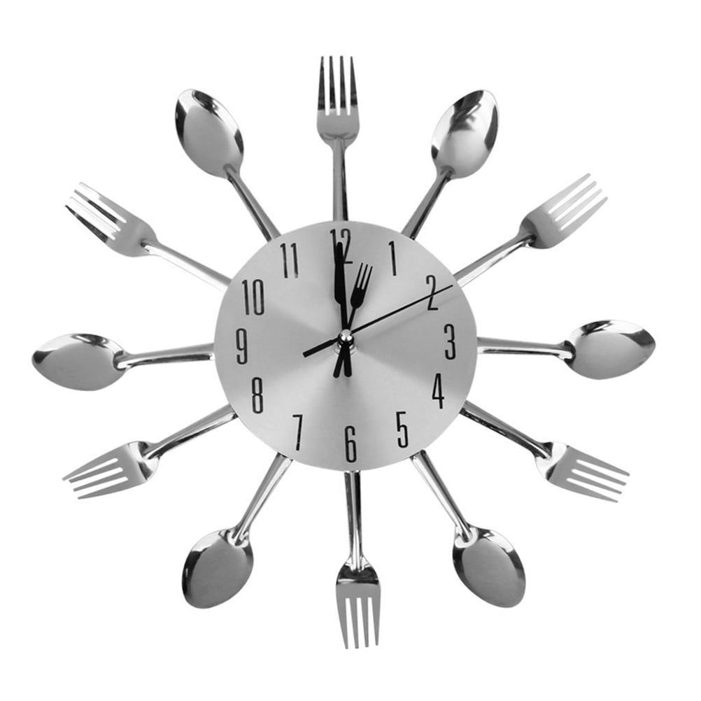 Utensil Decorative Wall Clock - Spoon & Fork Design for Kitchen ...