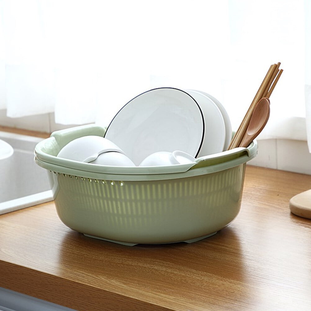 FRCOLOR Stackable Plastic Colander for Draining Fruits and Vegetables ...