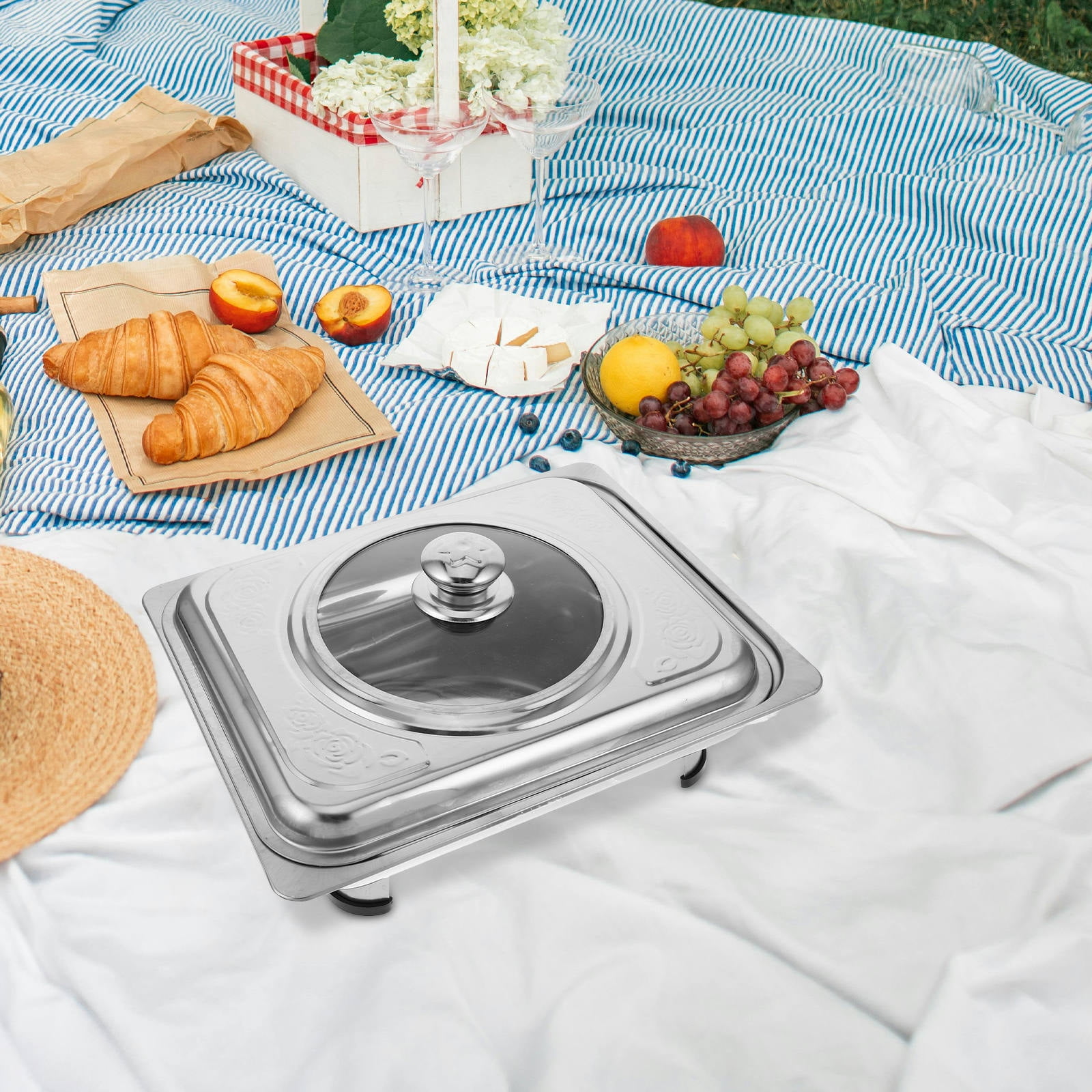 FRCOLOR Stainless Steel Buffet Tray for Buffet Food Serving Metal ...