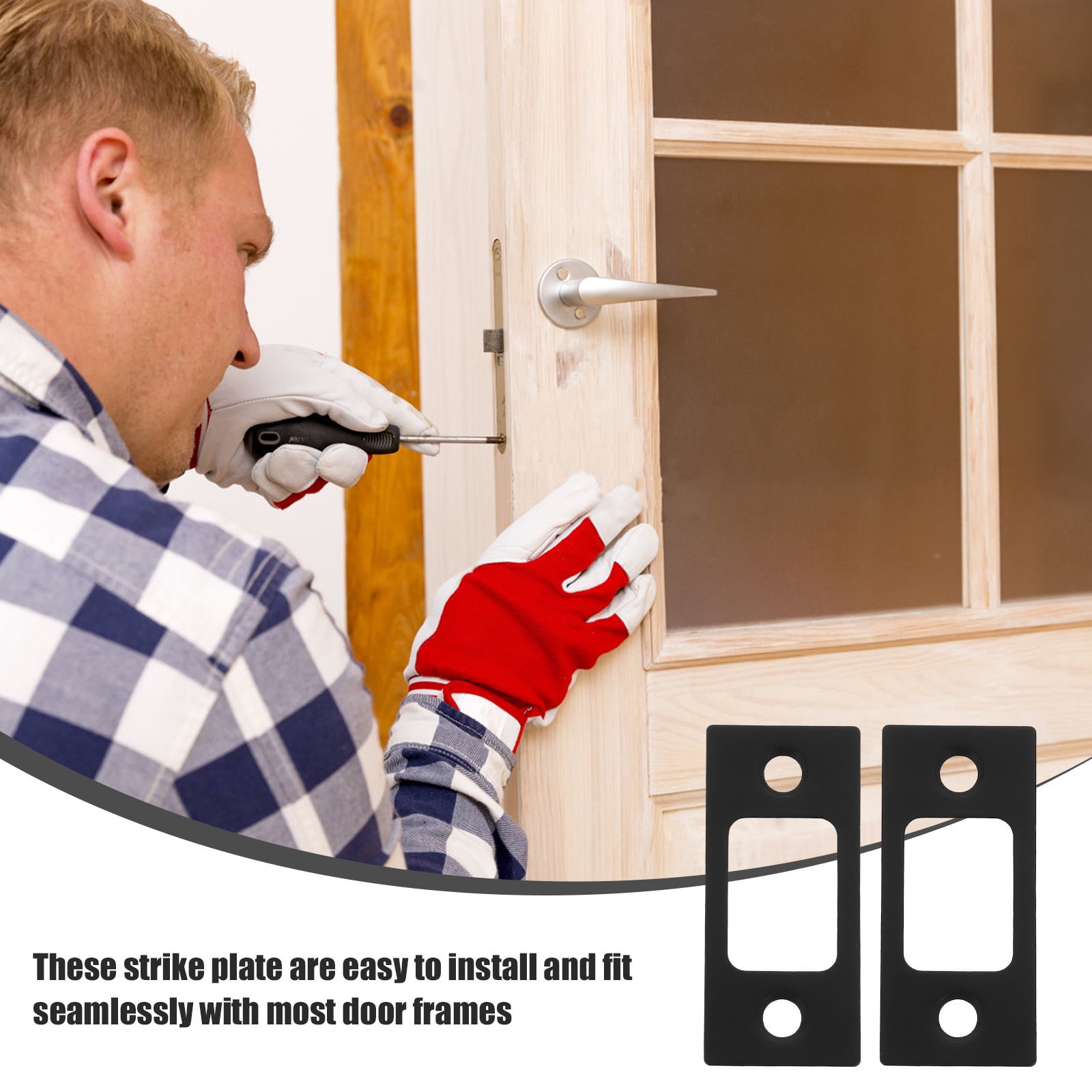 FRCOLOR Stainless Steel Deadbolt Strike Plate with Screws for Front and ...