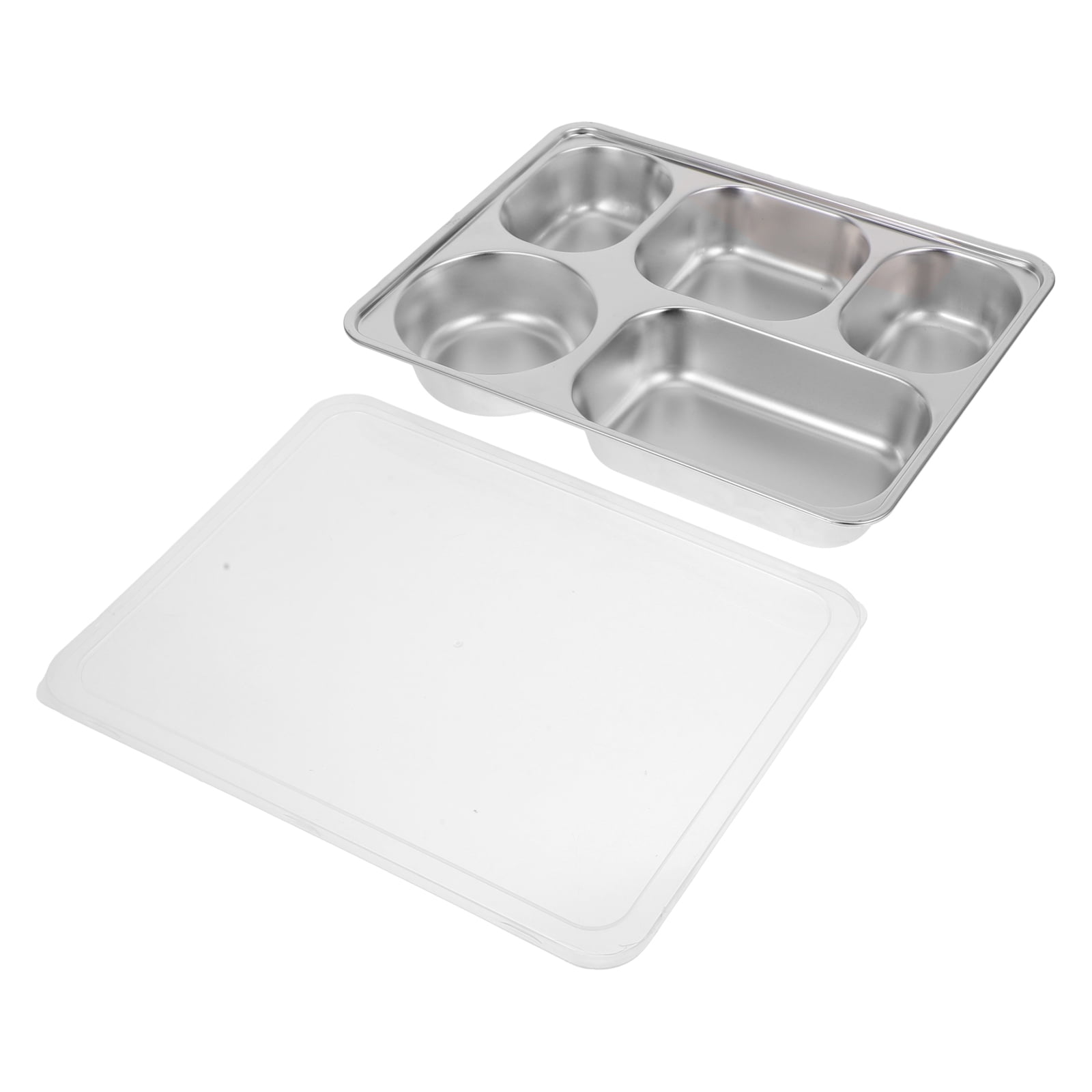 FRCOLOR Stainless Steel Divided Plate with Lid for Kitchen 5 Sections ...