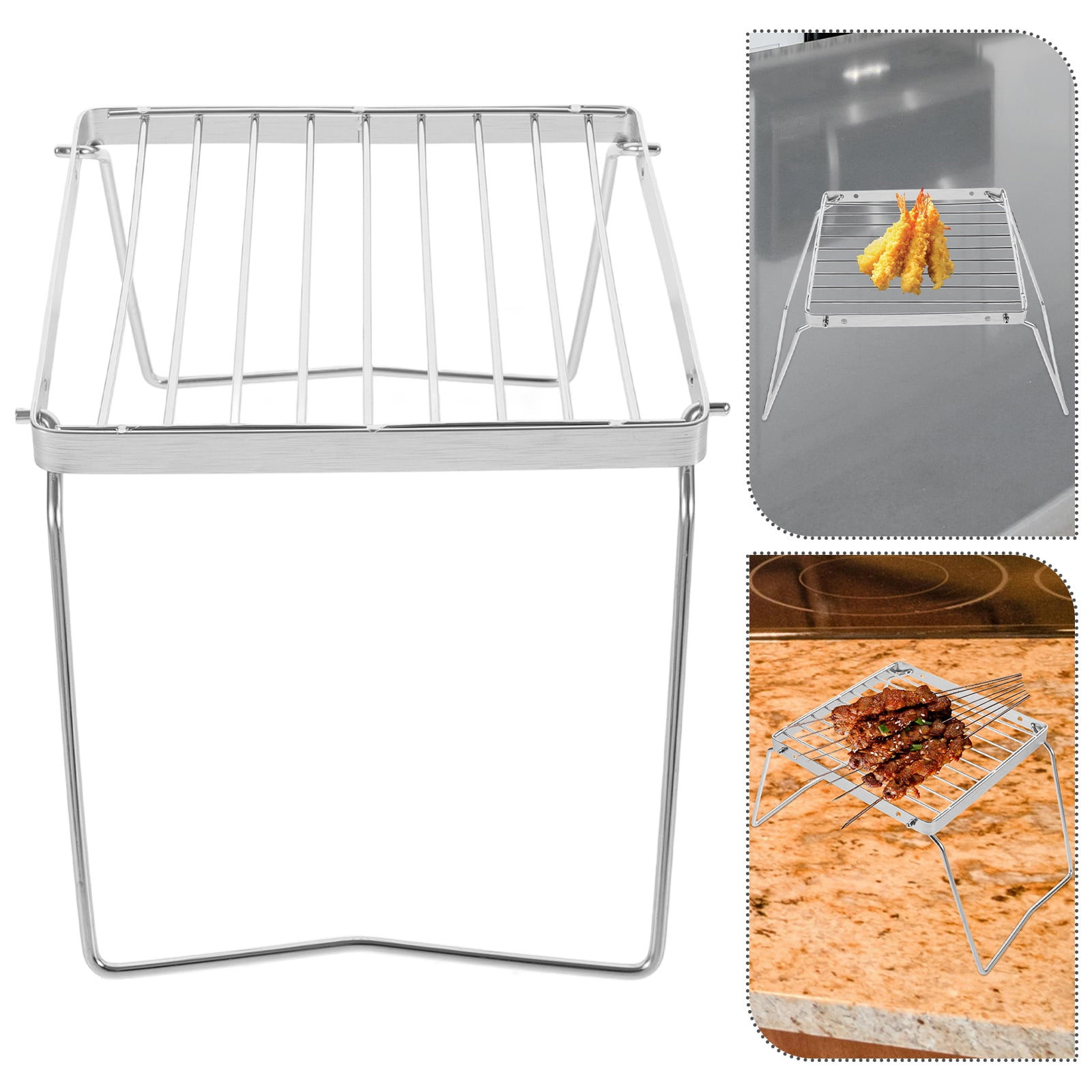 FRCOLOR Stainless Steel Folding Campfire Grill Stand Multi-Functional ...