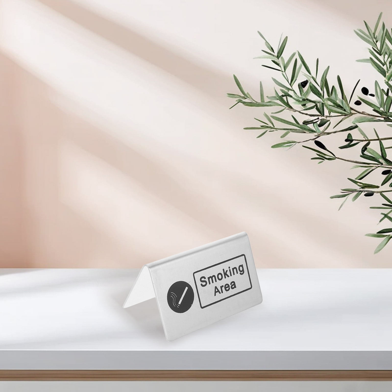 FRCOLOR Stainless Steel Smoking Area Signboard Dual-Sided Cafes Smoking ...