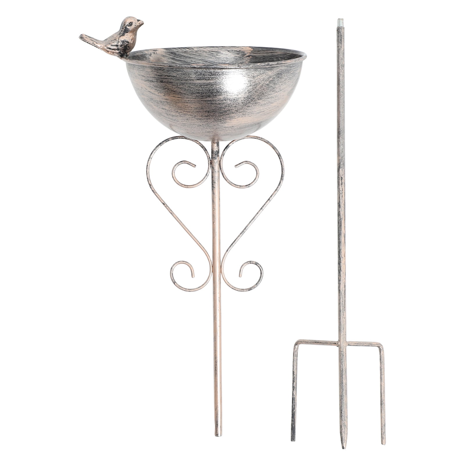 FRCOLOR Standing Garden Birdbath With Stake Bird Water Fountain And ...