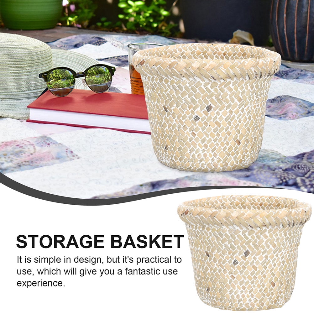 FRCOLOR Storage Basket Garbage Wastebasket Natural Cane Office Baby ...