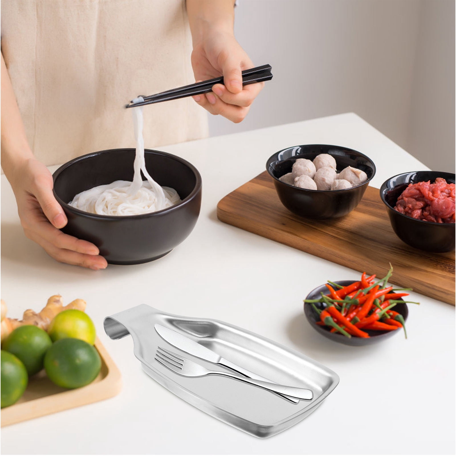 FRCOLOR Stove Top Spoon Rest Stainless Steel Spoon Holder With Square ...