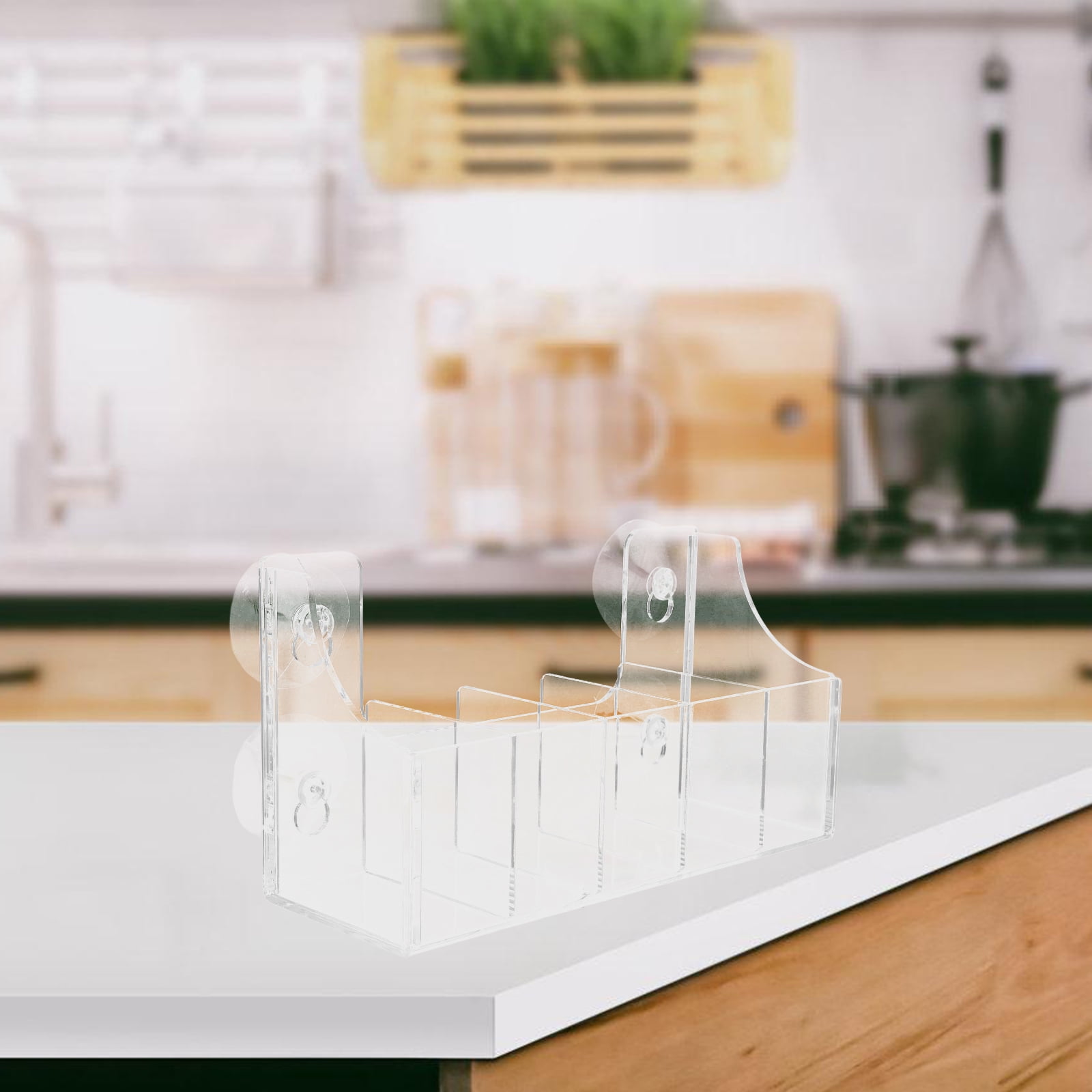 FRCOLOR Suction Cup Storage Rack for Refrigerator Acrylic Fridge Sucker ...