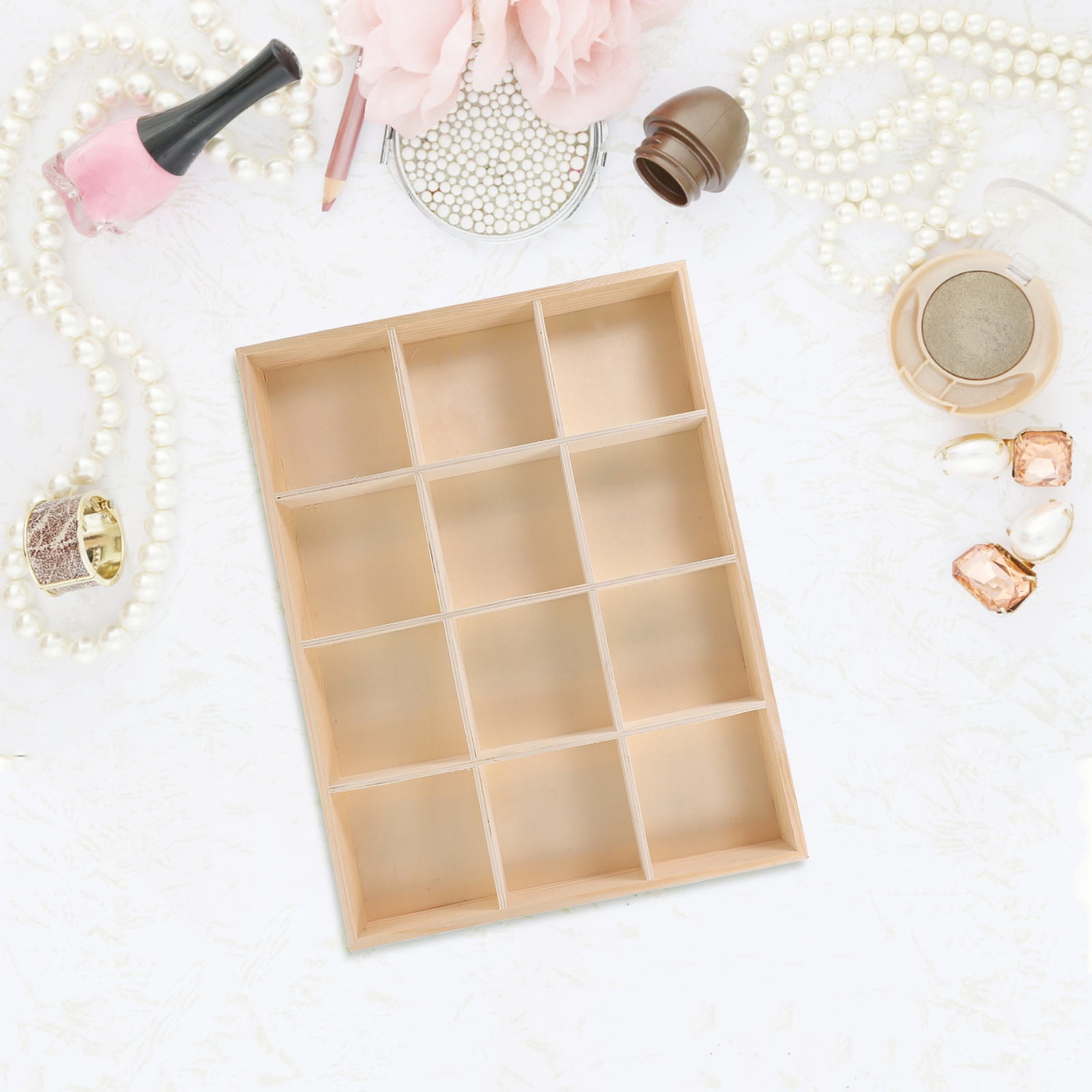 FRCOLOR Tabletop Storage Case Multi-Compartment Wooden Desktop ...