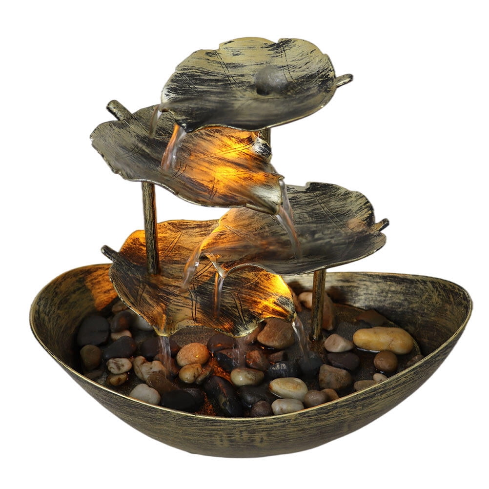 FRCOLOR Desktop Fountain Decor Water Fountain Ornament Golden Plastic ...