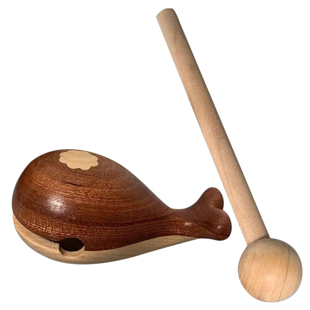 FRCOLOR Temple Block with Mallet Wooden Percussion Block in Cute Whale ...