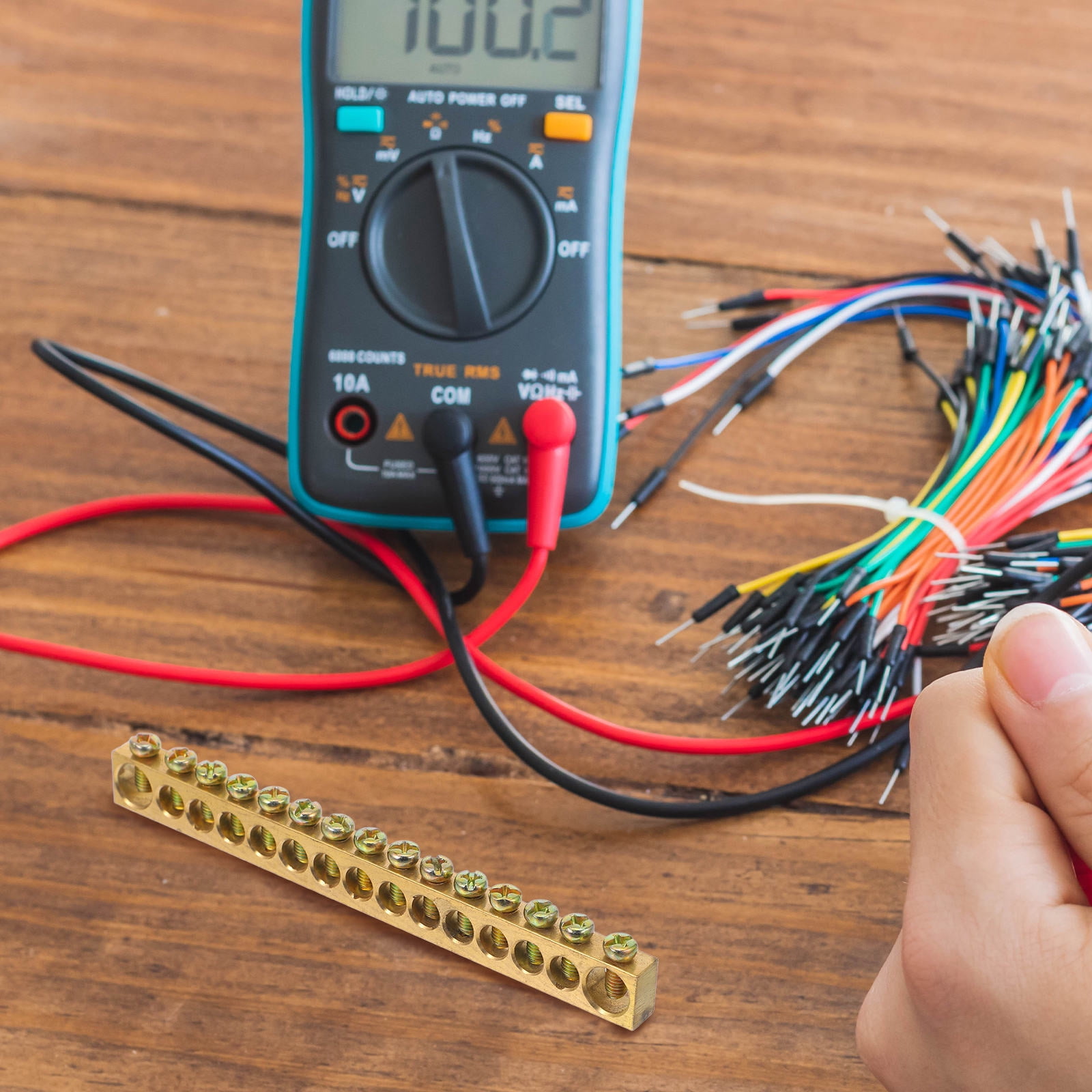 FRCOLOR Terminals Bus Bar 15-Holes Ground Block Busbar Distribution ...