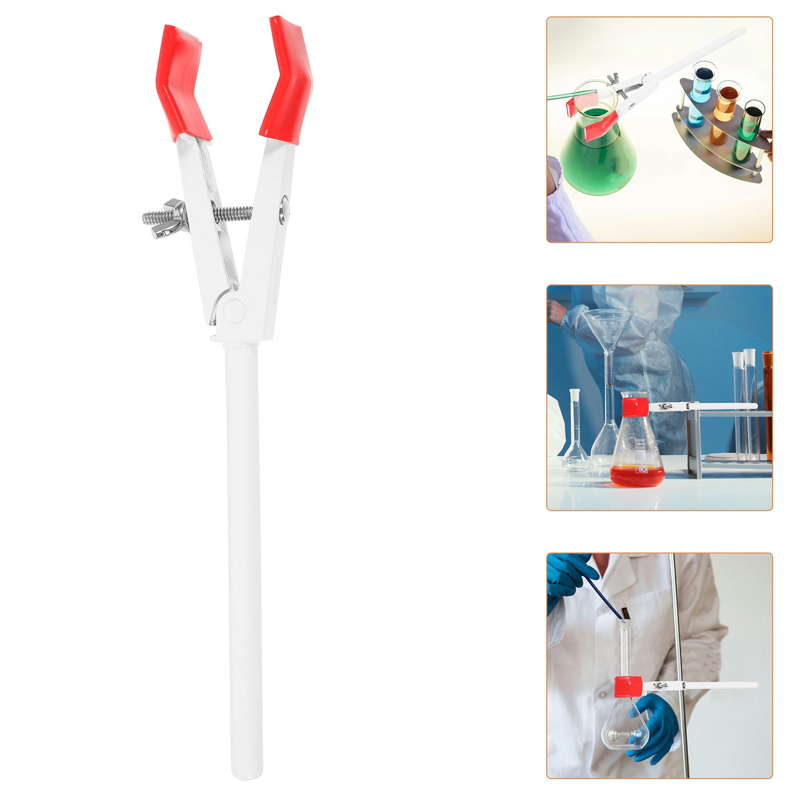 KAKOWELY Test Tube Clips Condenser Tube Clamp White Rod With Red Tip ...