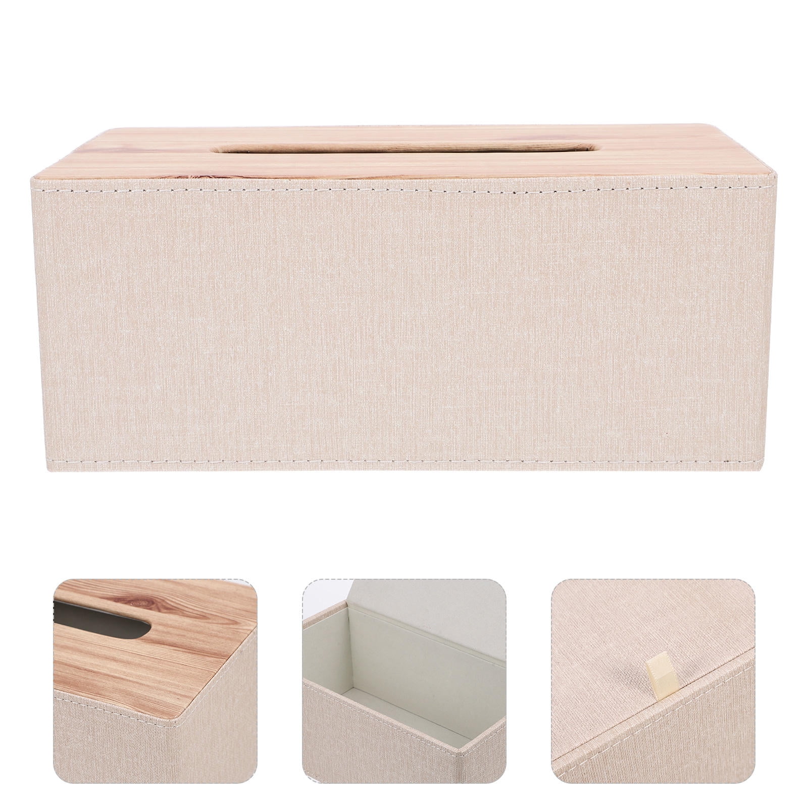 FRCOLOR Tissue Box Cover Decorative PU Leather Density Board Tissue Box ...