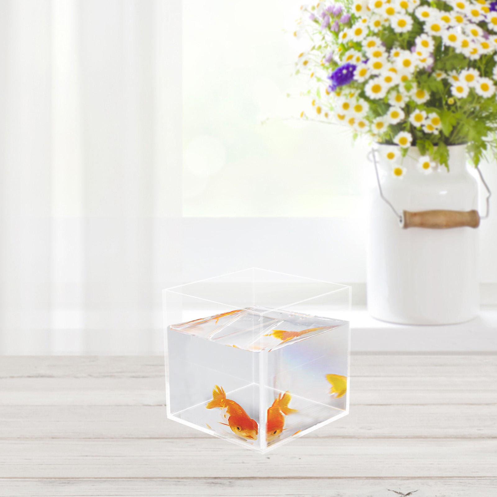 FRCOLOR Transparent Acrylic Fish Bowl for Small Goldfish Tank Ideal for ...