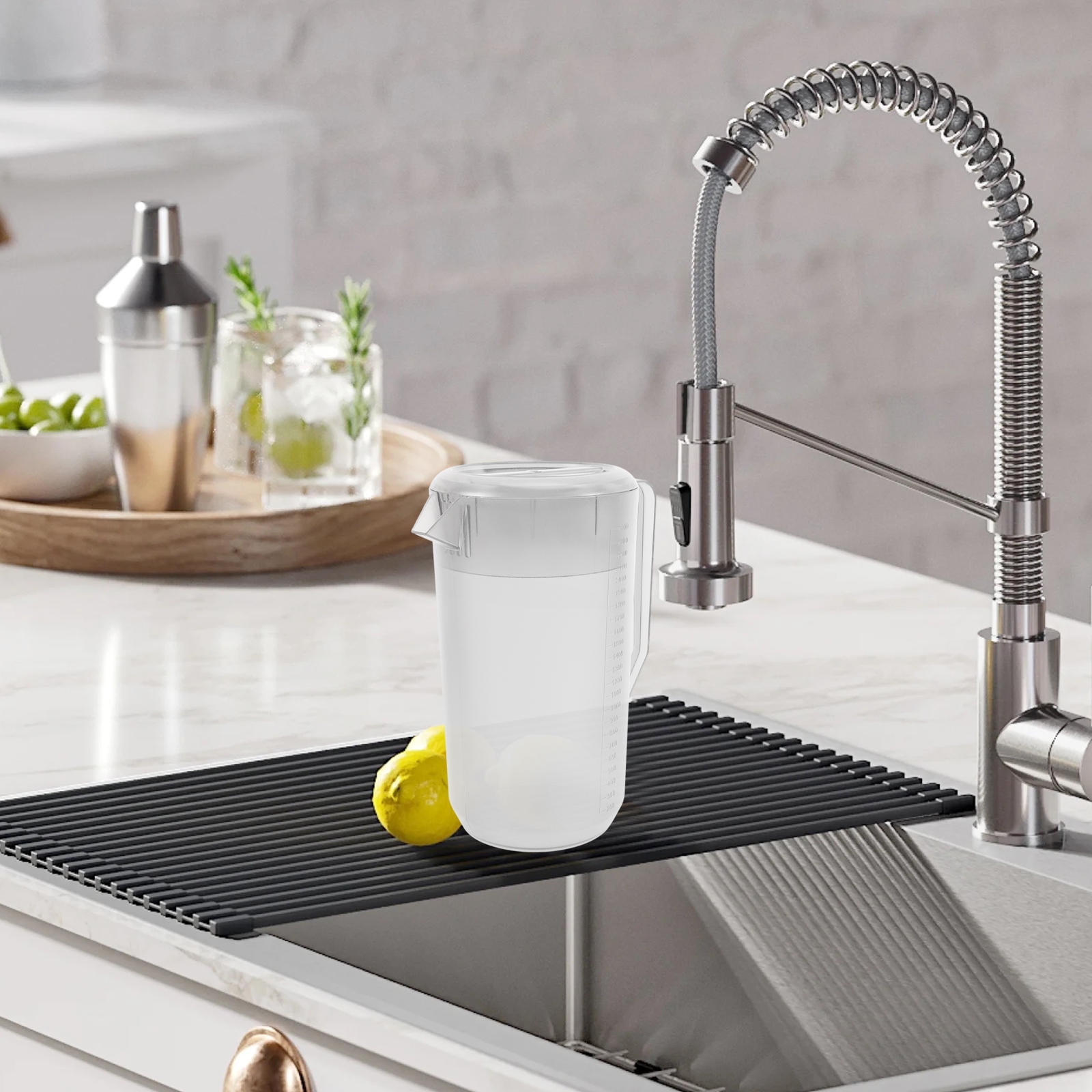 FRCOLOR Transparent PC Pitcher with Lid for Home Use Featuring Frosted ...