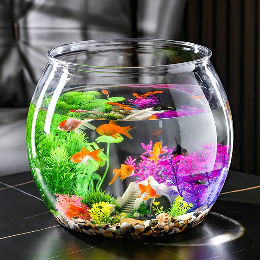 FRCOLOR Transparent Pet Fish Bowl Plastic Small Betta Fish Tank Fish ...