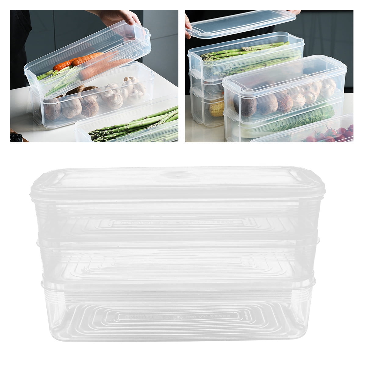 FRCOLOR Transparent Plastic Food Storage Containers for Refrigerator ...