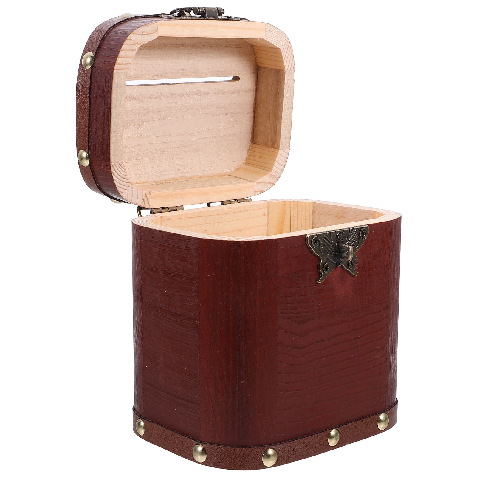 FRCOLOR Treasure Chest with Lock Wooden Money Bank for Kids Small ...