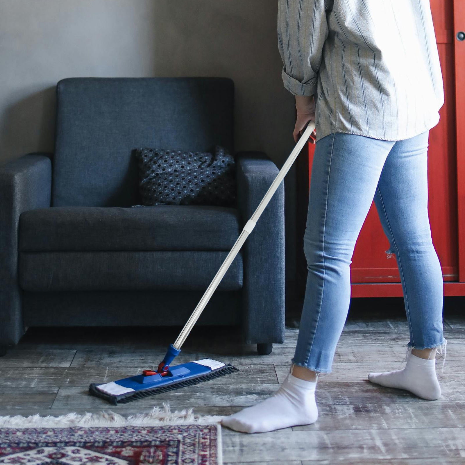 FRCOLOR Two-Section Stainless Steel Mop Handle for Cleaning Replacement ...