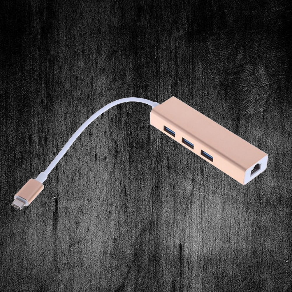FRCOLOR USB Type- Adapter Type-C to 3 USB 3.0 Ports Ethernet Adapter ...