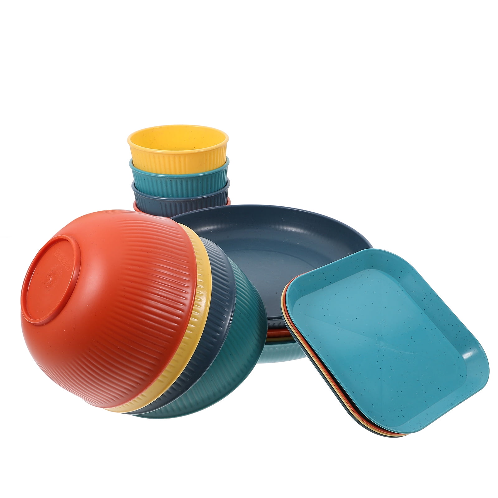 FRCOLOR Unbreakable Plates Outdoor Dinnerware Serving Bowls Cups Dishes ...