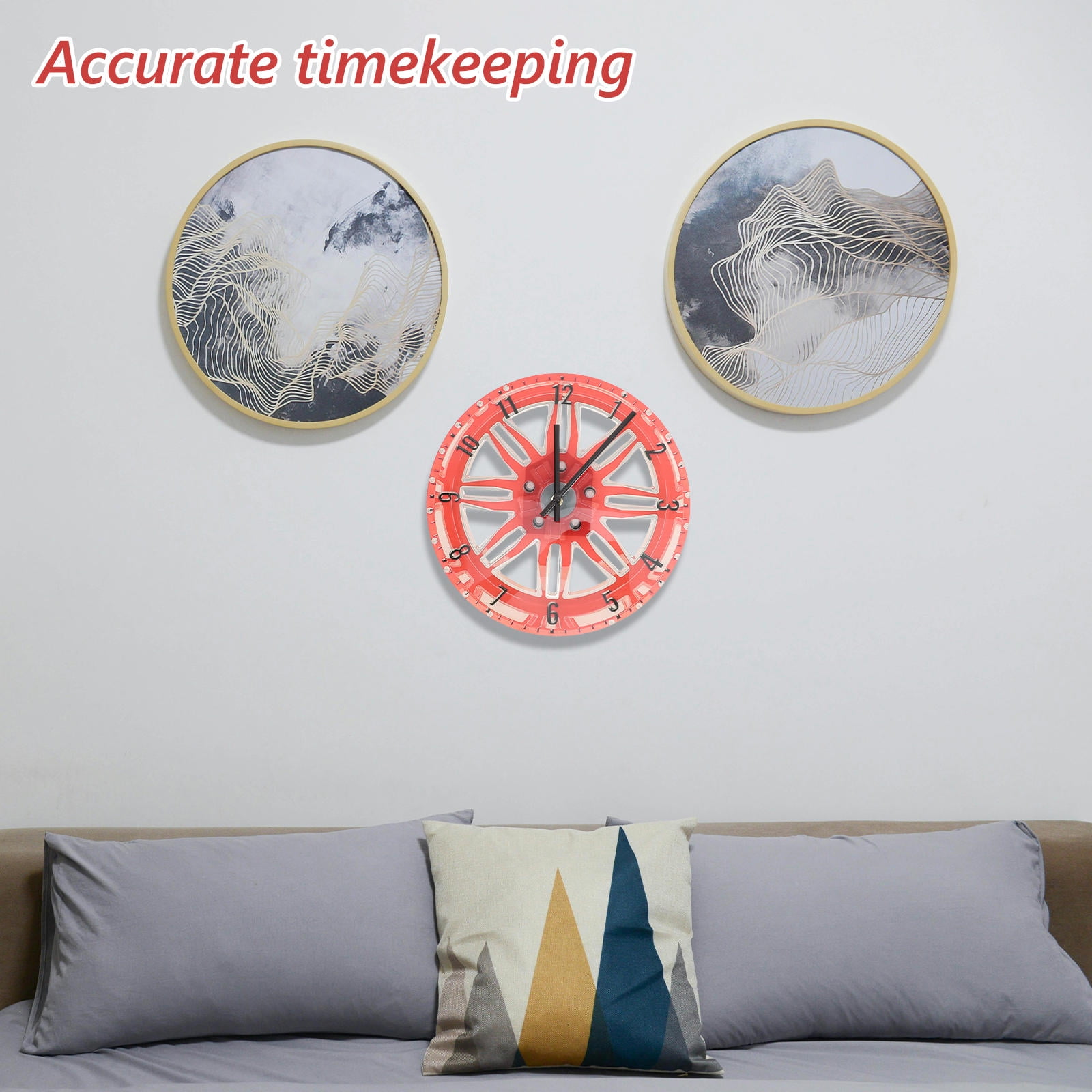 FRCOLOR Unique 3D Car Wheel Wall Clock Retro Silent Wall Clock With ...