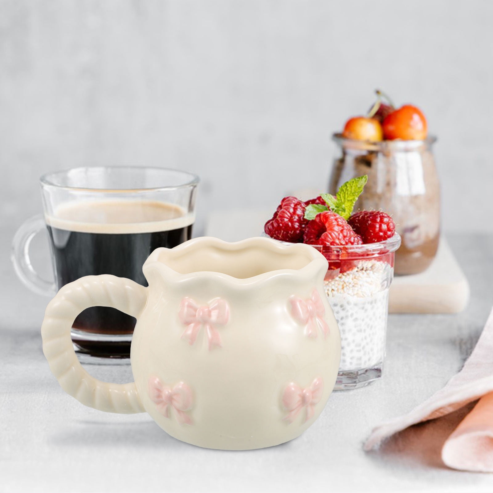 FRCOLOR Unique 3d Ceramic Coffee Mug With Hand-Pinched Bowknot Design ...