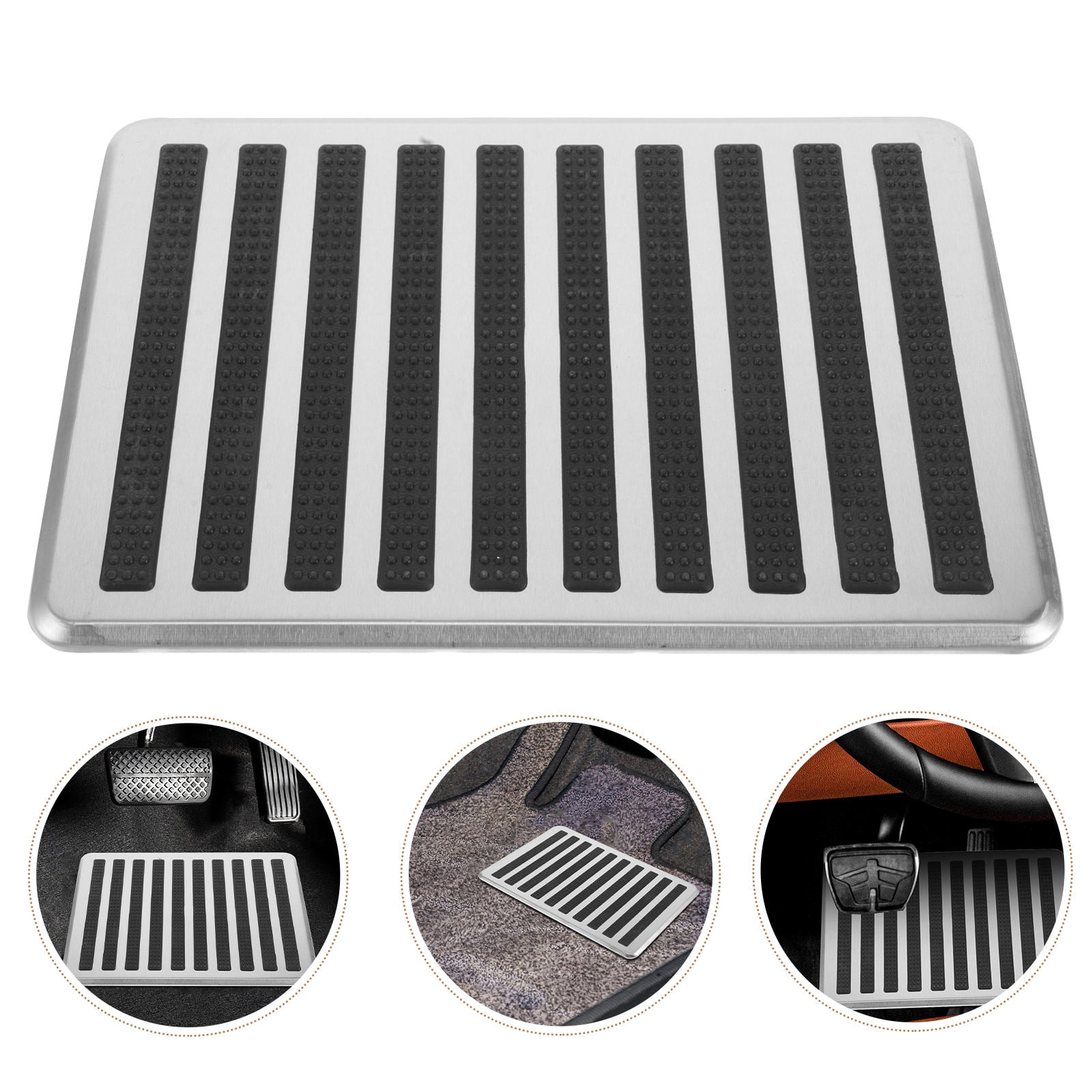 FRCOLOR Universal Car Footrest Pedal Mat Stainless Steel Heel Plate ...