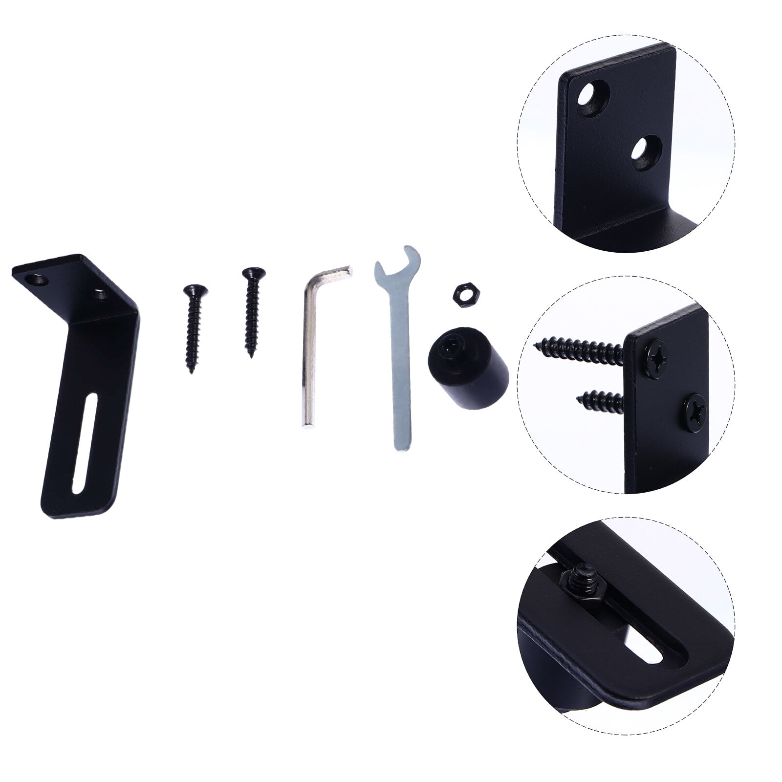 FRCOLOR Metal Floor Guide Steel Universal Sliding Barn Door Wall Black ...