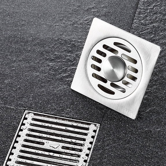 FRCOLOR Useful Square Shower Drain with Cover Metal Square Shower Drain ...