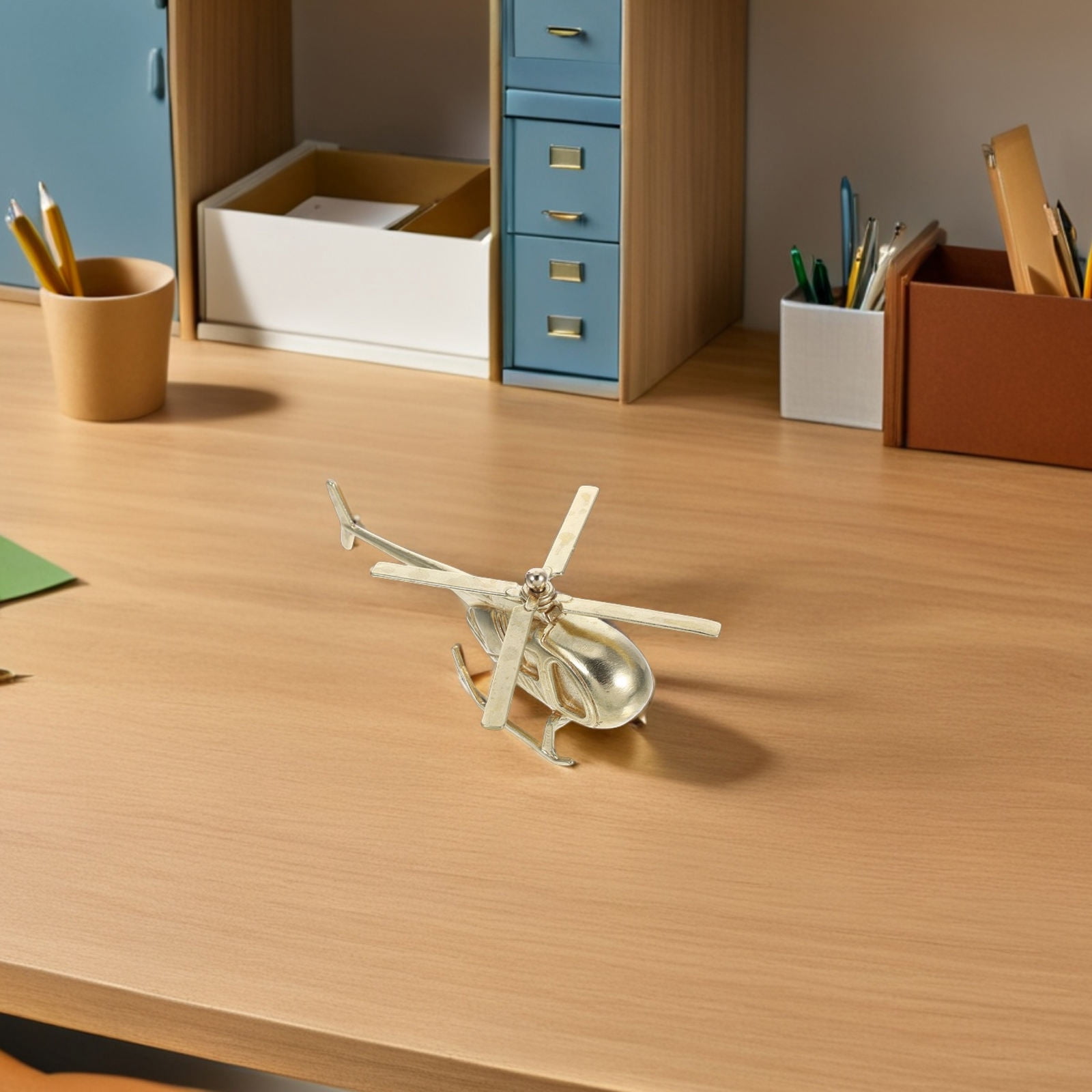 FRCOLOR Vintage Brass Helicopter Figurine Realistic Metal Airplane ...
