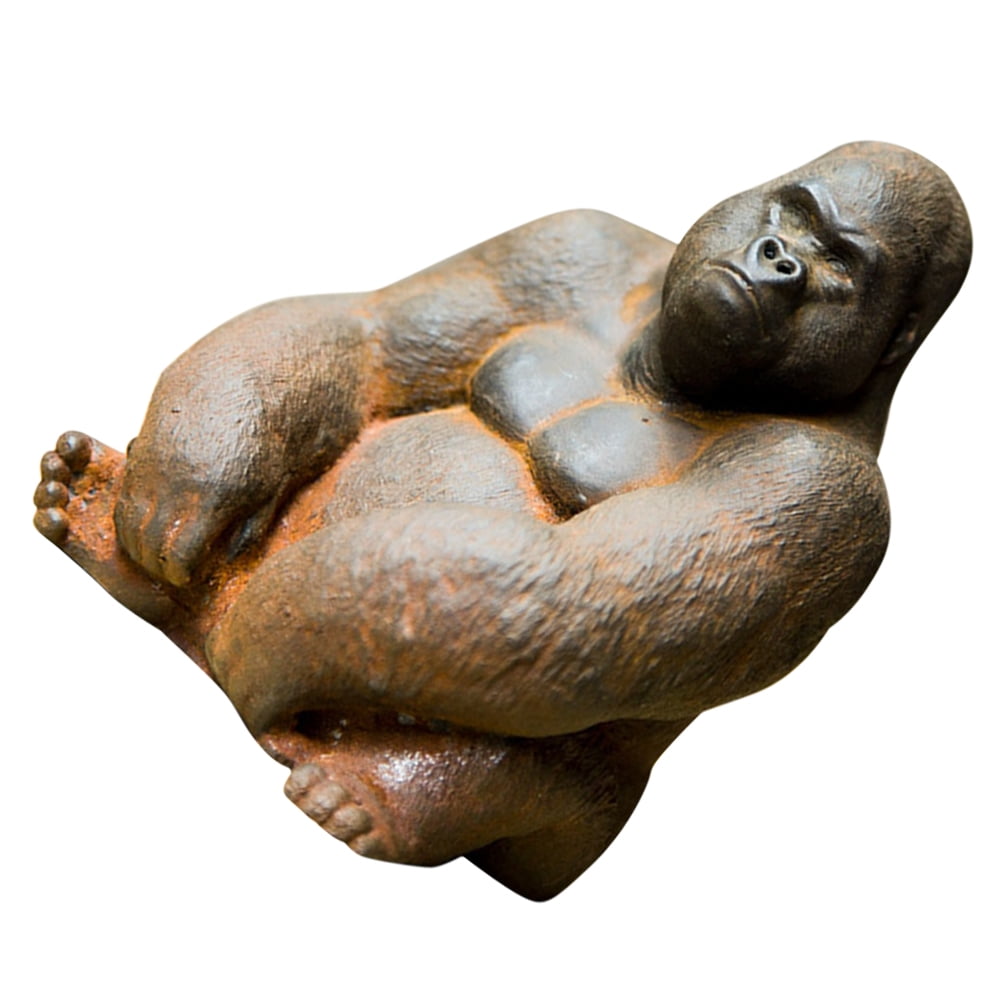 FRCOLOR Vintage Iron Animal Statue Iron Gorilla Figurine Lifelike ...