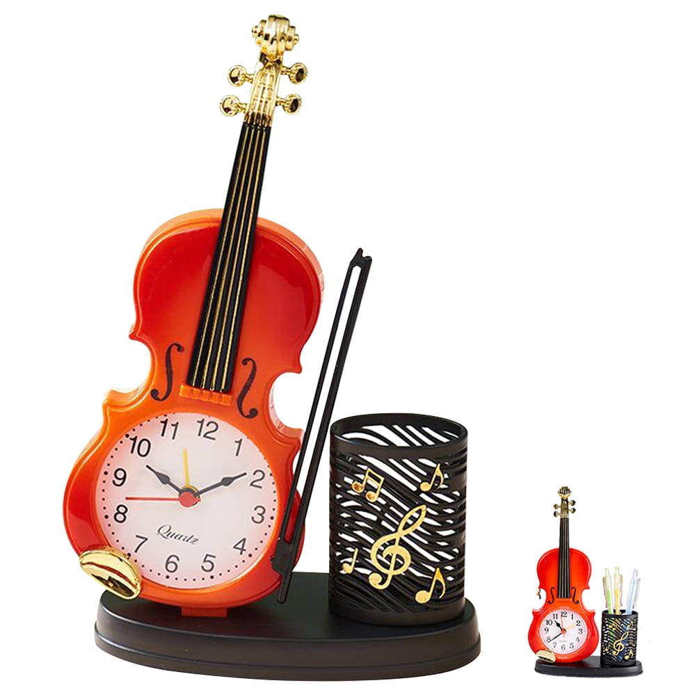 FRCOLOR Violin Clock Ornament Pen Holder Design Violin Model Simulated ...